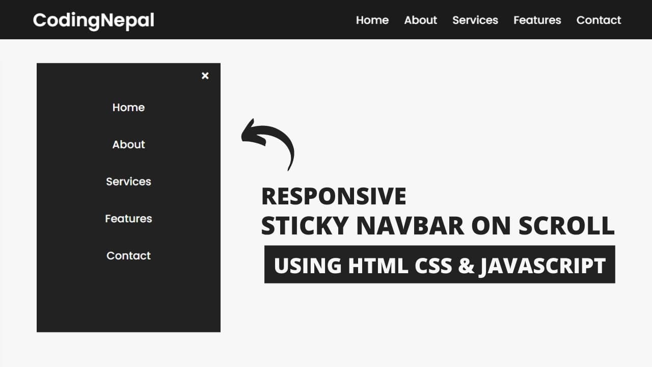 Responsive Sticky Navigation Bar Using HTML CSS JavaScript