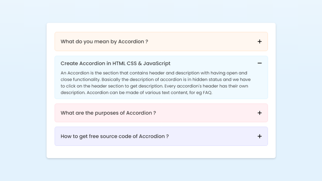 Create Accordion in HTML CSS & JavaScript Create Accordion in HTML CSS & JavaScript