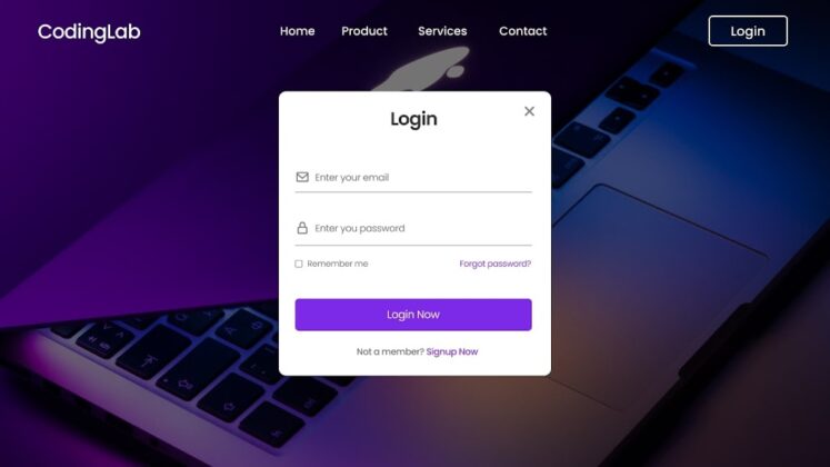 Website with Login & Registration Form in HTML CSS & JavaScript