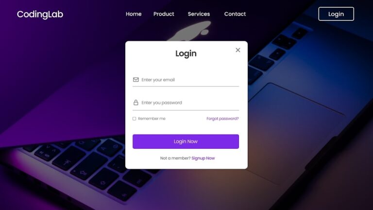 Website With Login And Registration Form In Html Css And Javascript