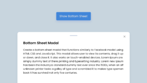 Create Draggable Bottom Sheet Modal in HTML CSS & JavaScript