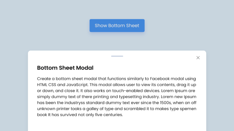 Create Draggable Bottom Sheet Modal In Html Css And Javascript