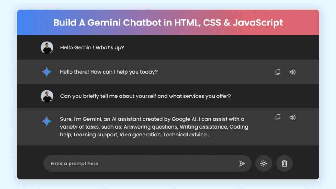 Build A Google Gemini Chatbot With Html Css And Javascript