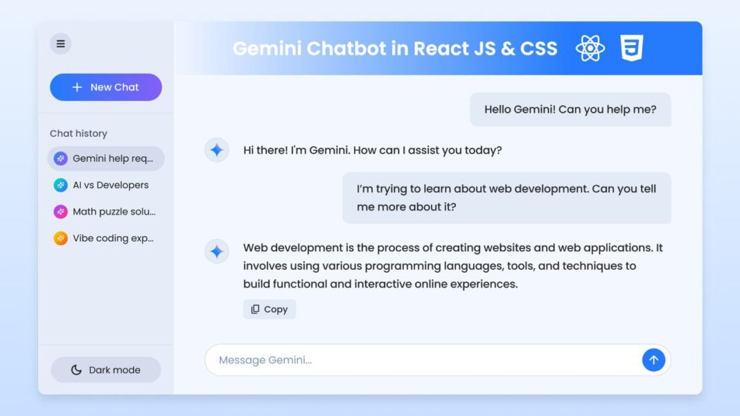 How to Build a Gemini AI Chatbot in React.js and CSS | Step-By-Step Guide